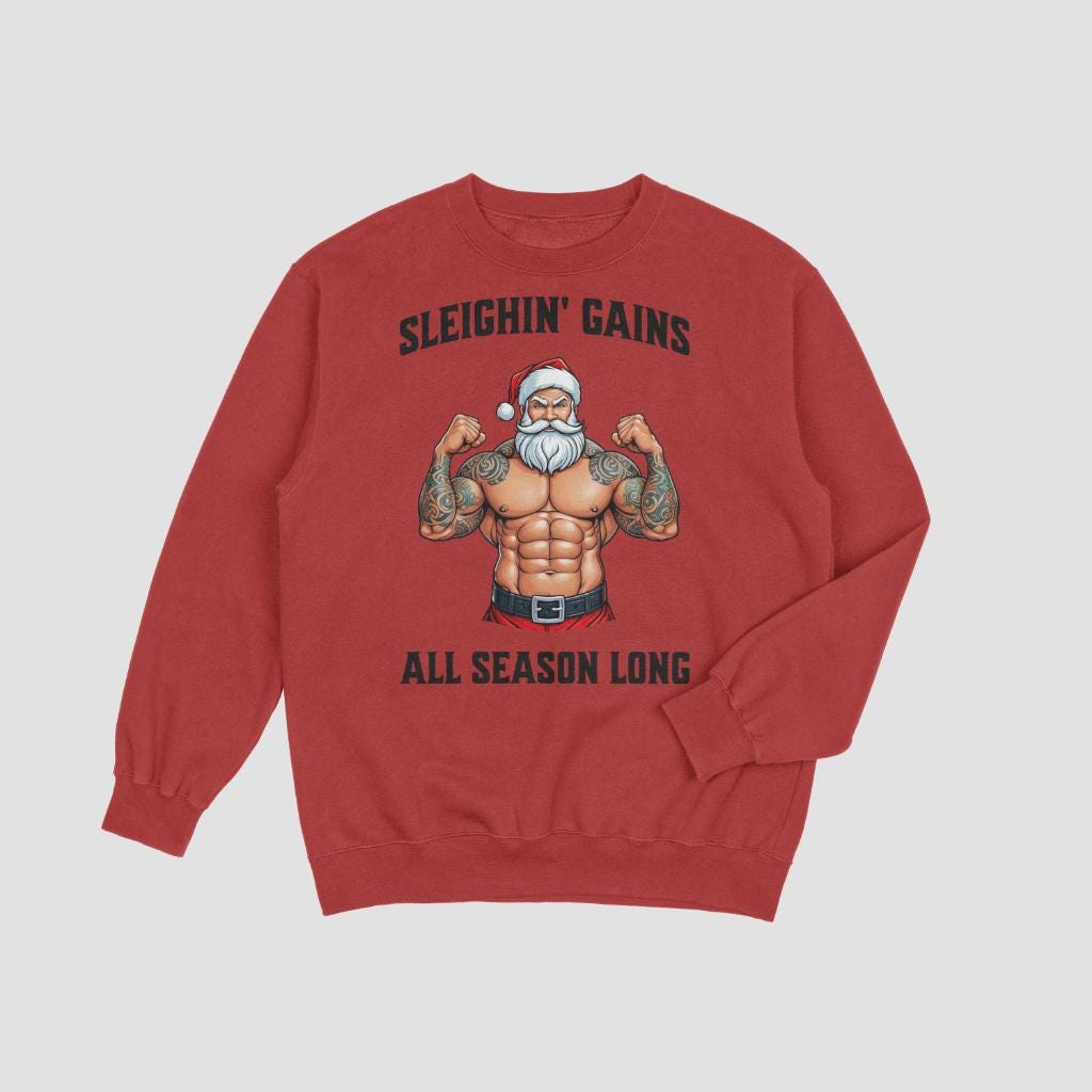 Muscle Santa, Trending Christmas Png, Funny Santa Png, Workout Png ...