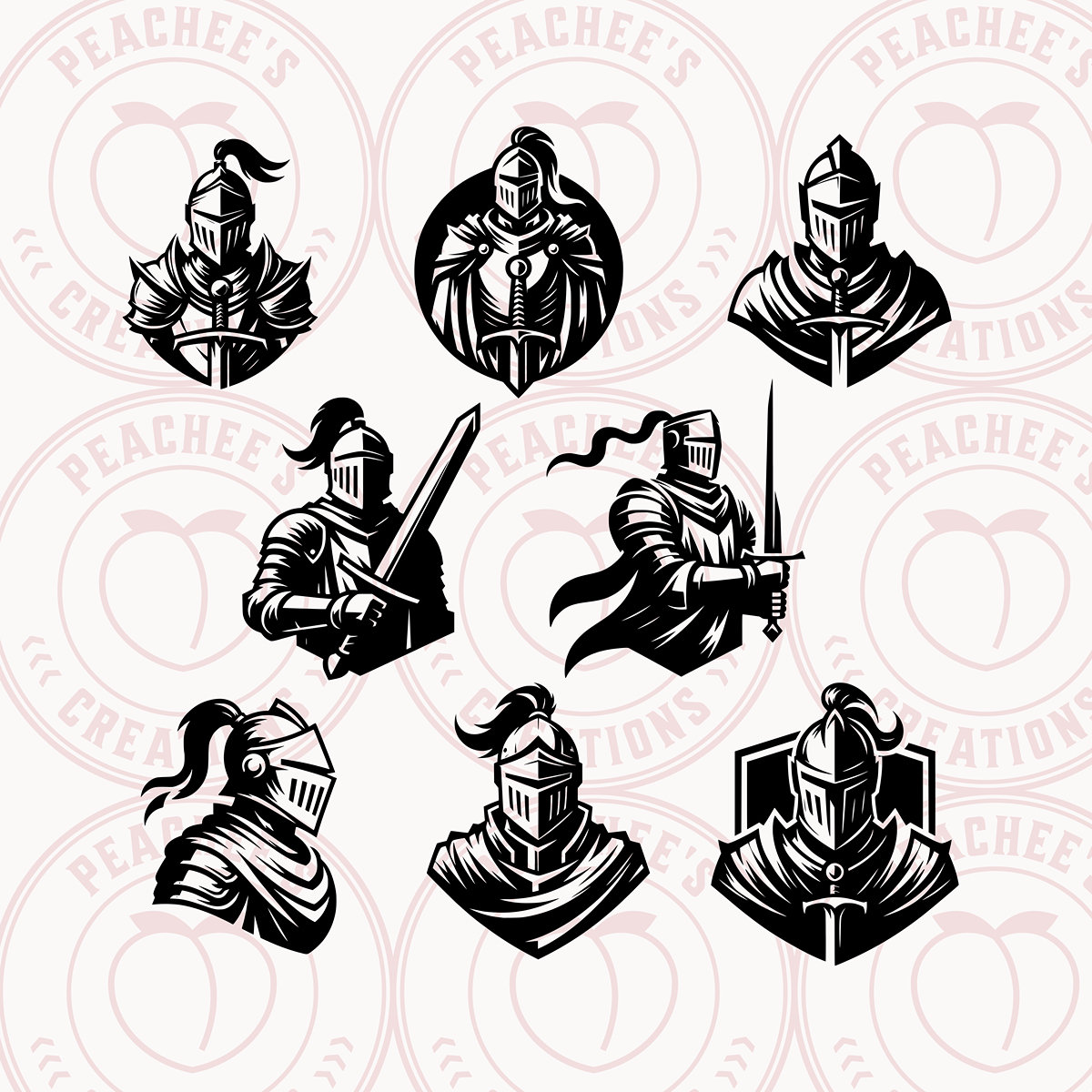 Knights PNG, Knight Clip Art, Medieval Silhouette, Knight Dxf, Knight ...