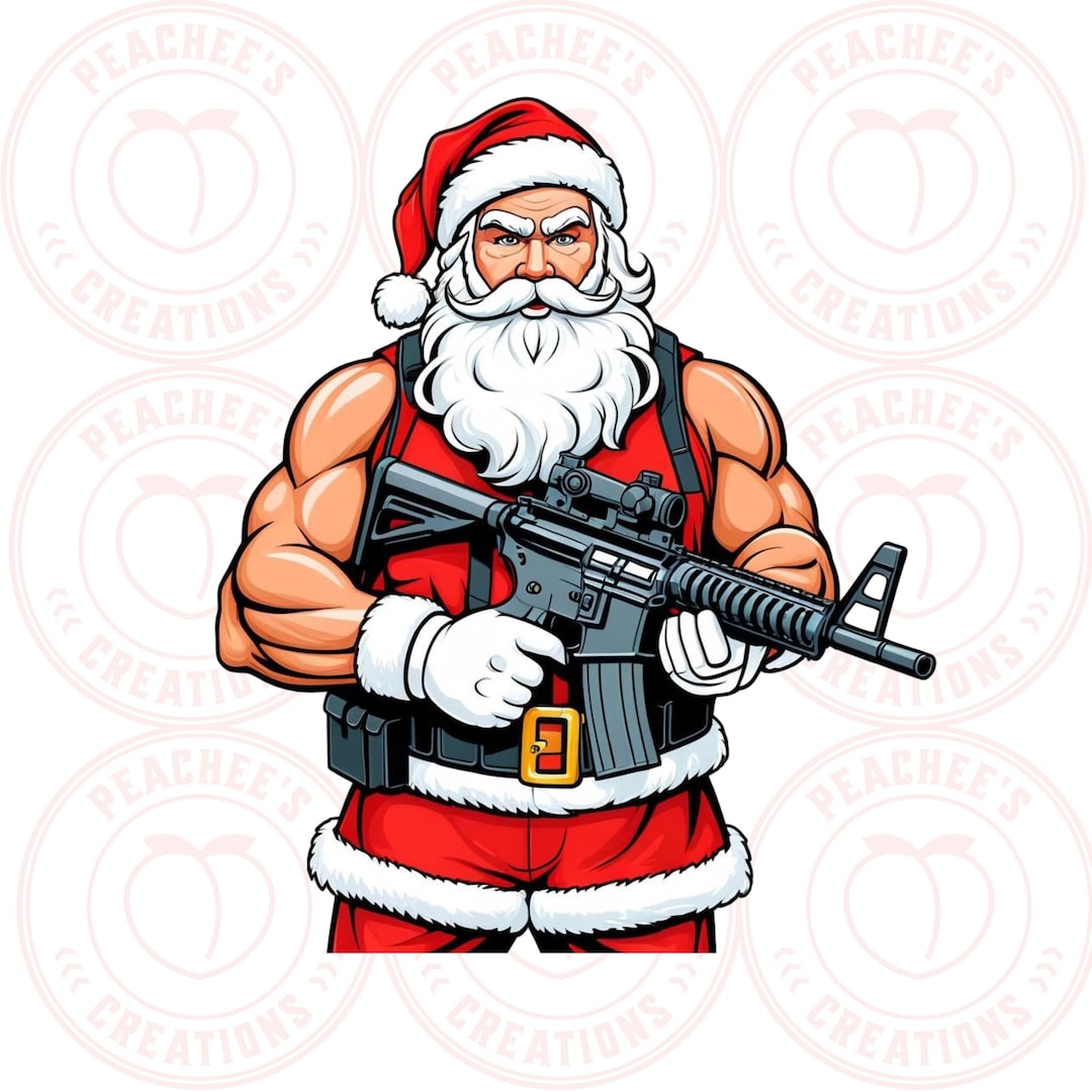 Santa Png, Badass Santa, Christmas Sweater Png, Gun Santa Png, Ugly ...
