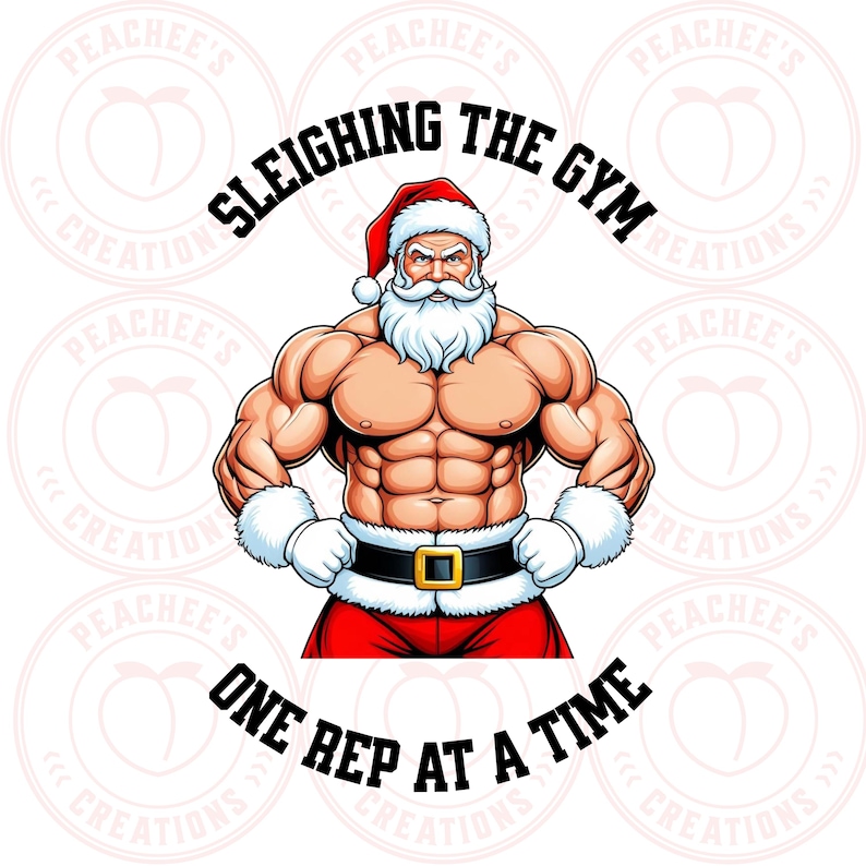 Workout Shirt Png, Swole Santa, Weightlifting Png, Christmas, Santa Gym ...