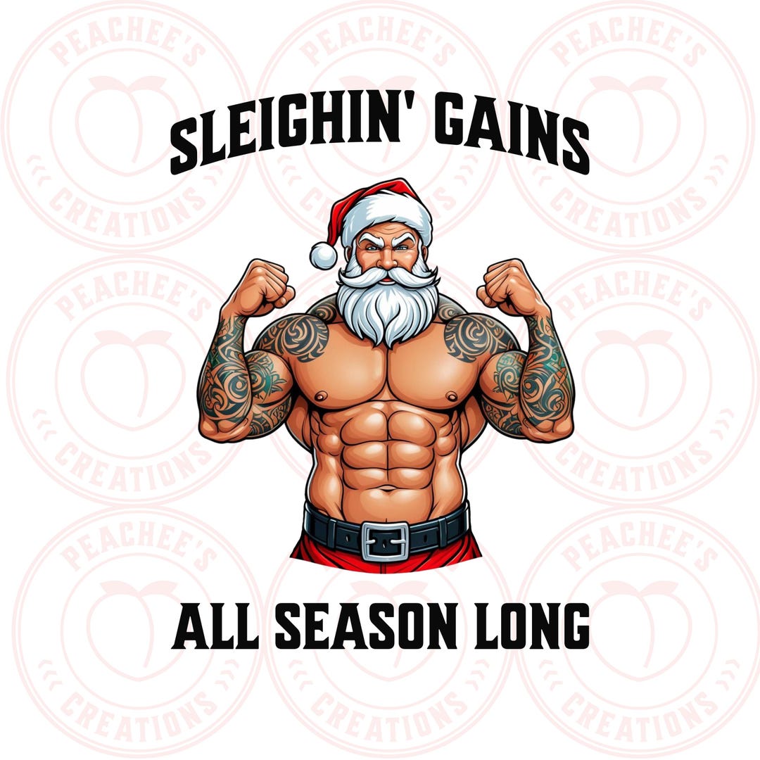 Muscle Santa, Trending Christmas Png, Funny Santa Png, Workout Png ...