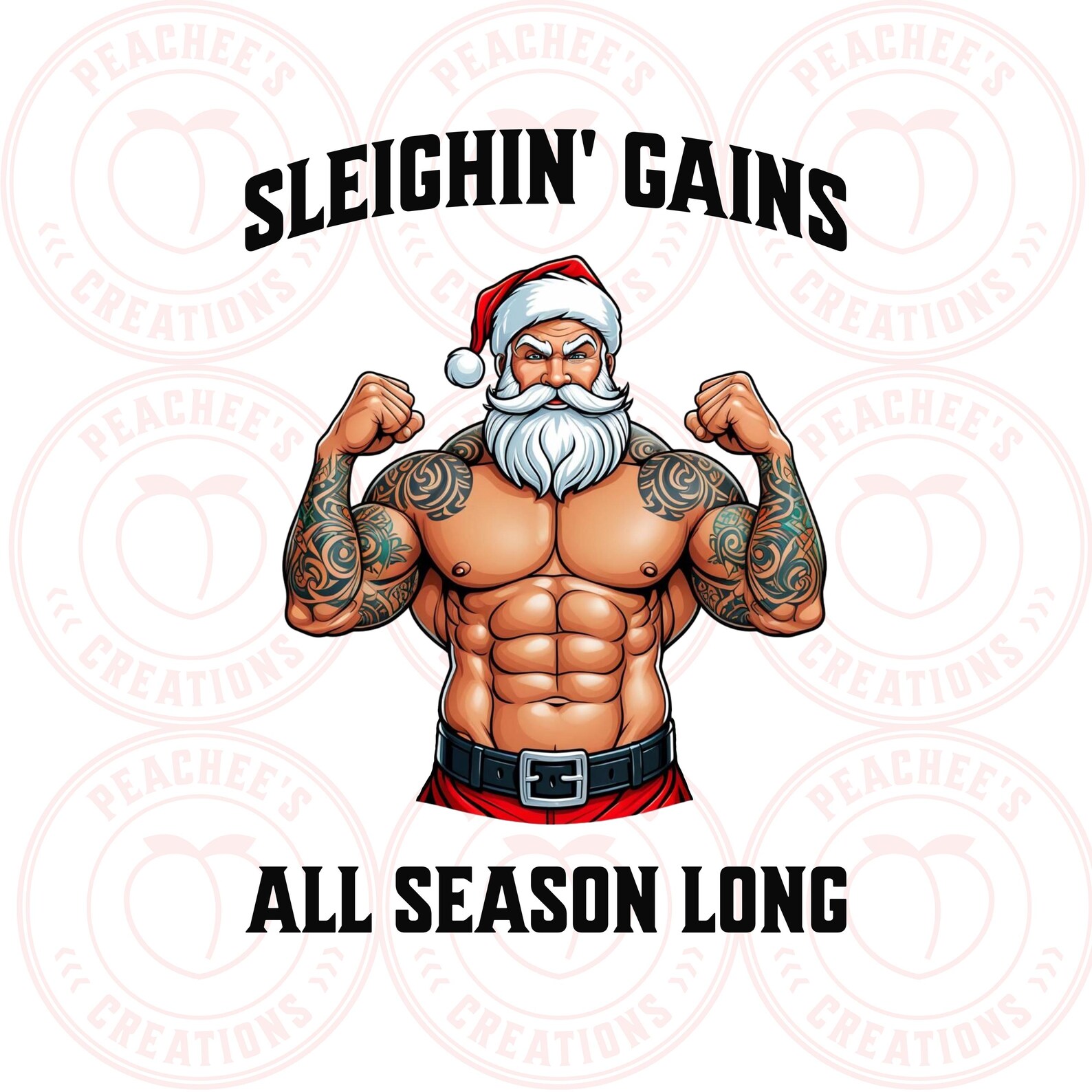 Muscle Santa, Trending Christmas Png, Funny Santa Png, Workout Png ...