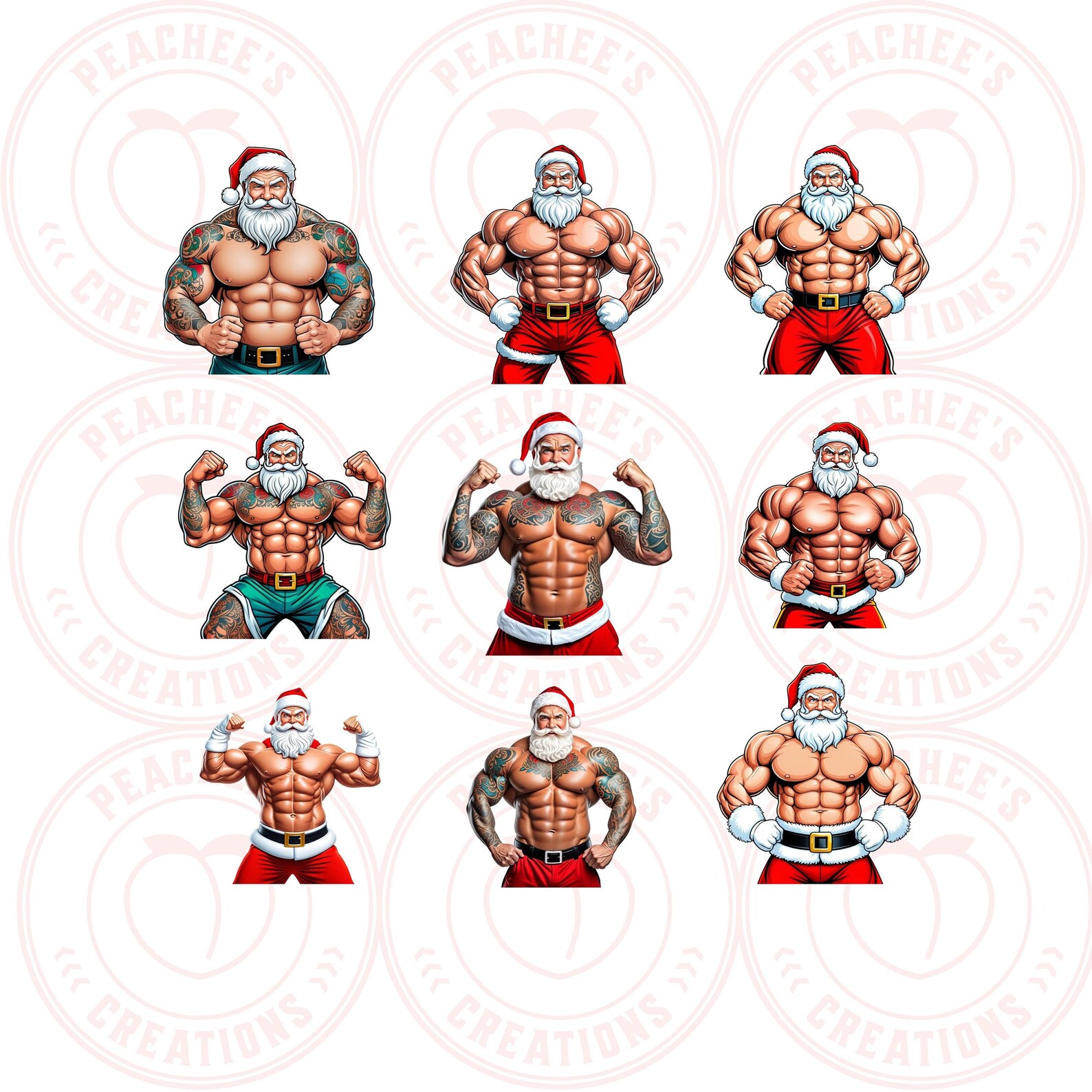 Swole Santa, Muscle Santa Png, Funny Santa Png, Trendy Christmas Png ...