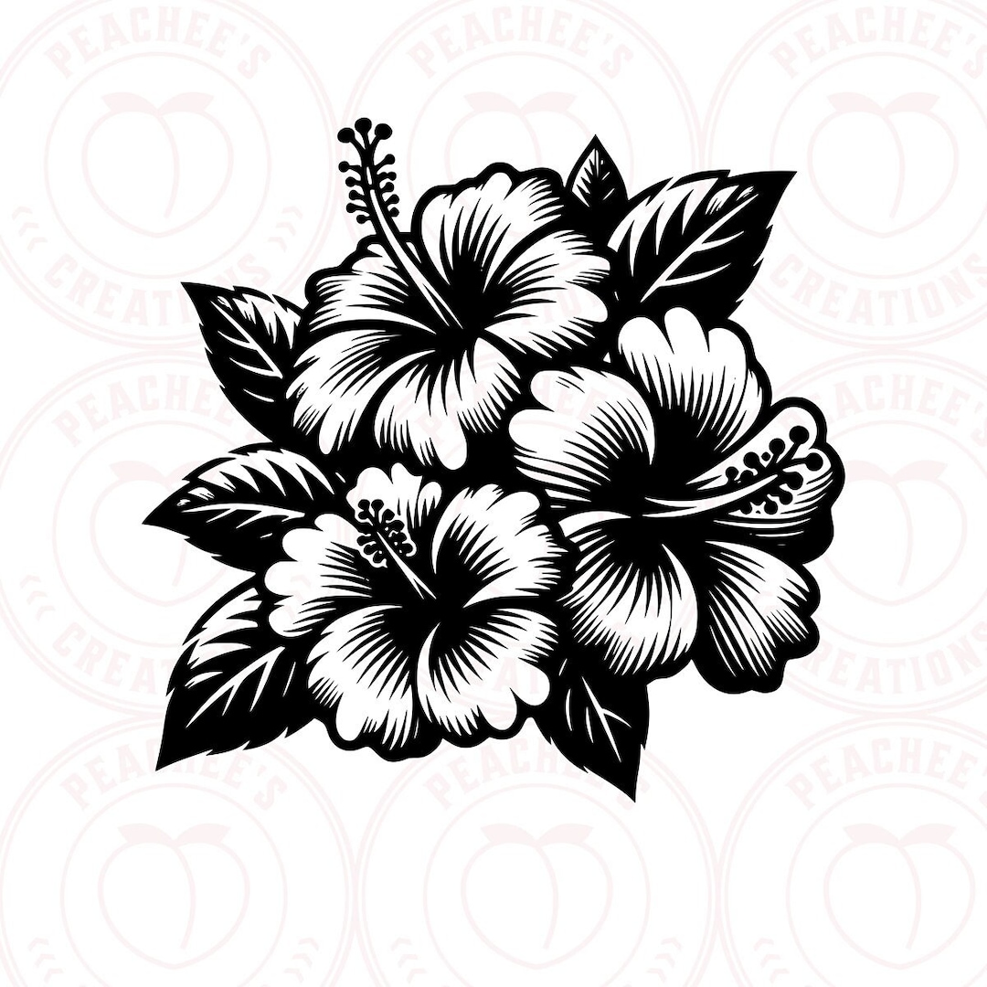Hibiscus SVG, Floral, Flowers SVG PNG Digital Download, Tropical Flower ...