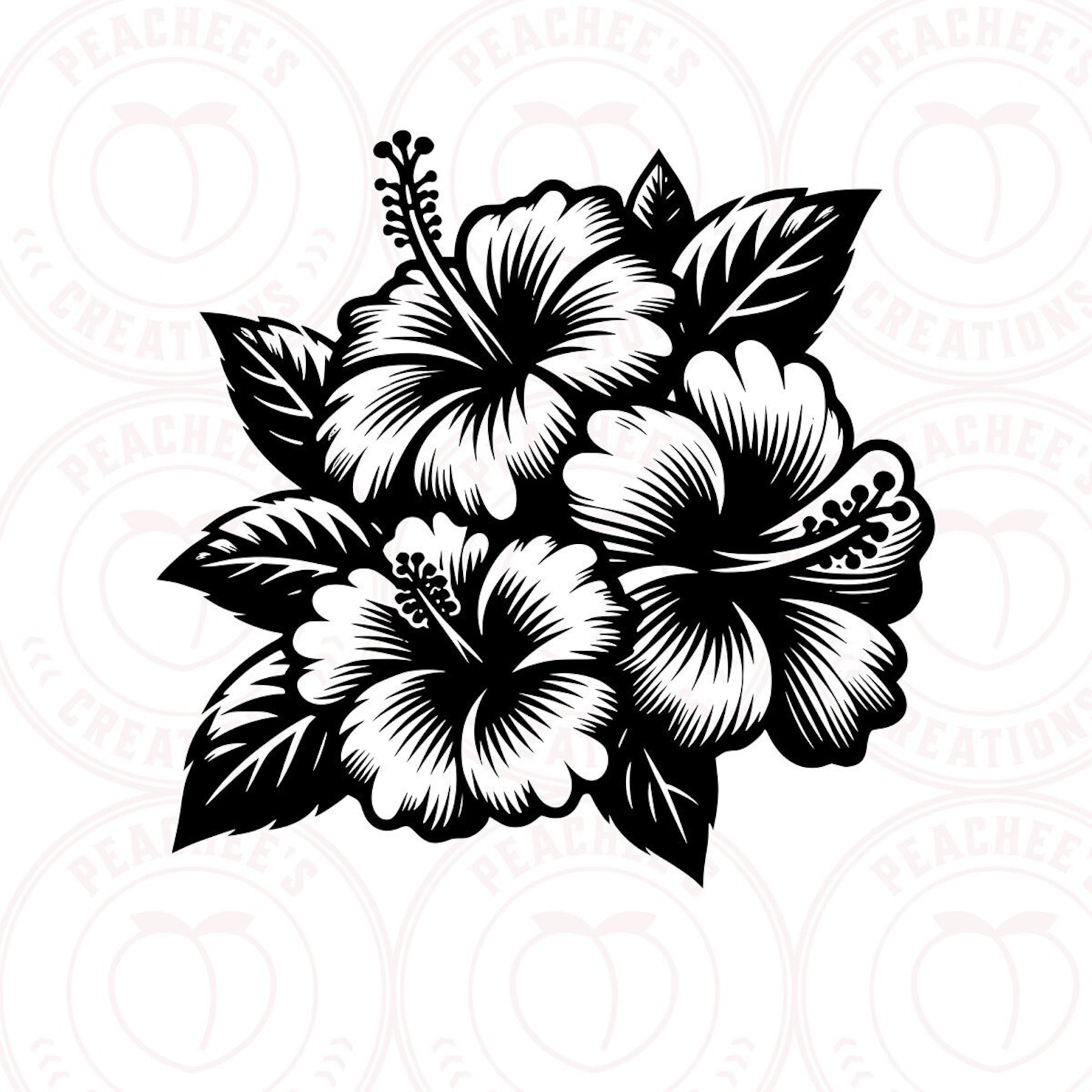 Hibiscus SVG, Floral, Flowers SVG PNG Digital Download, Tropical Flower ...