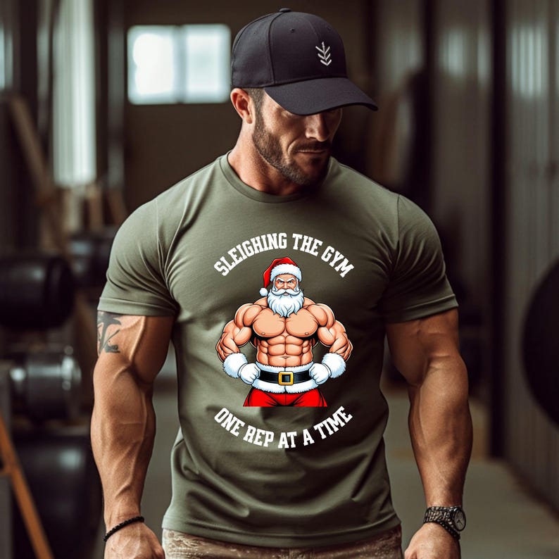 Workout Shirt Png, Swole Santa, Weightlifting Png, Christmas, Santa Gym ...
