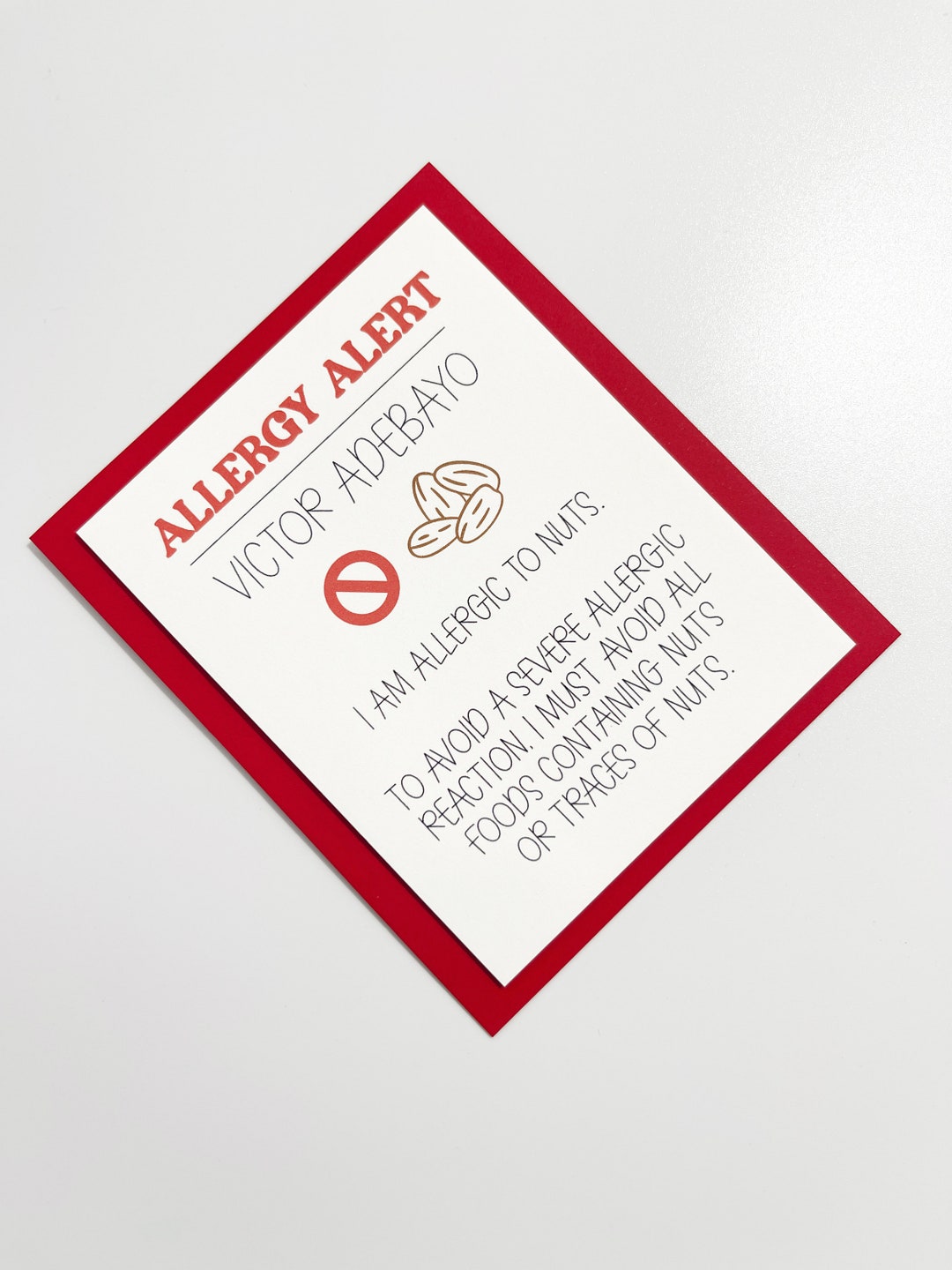 Student Allergy Card | Allergy Alert for School | Medical ID for Camp ...