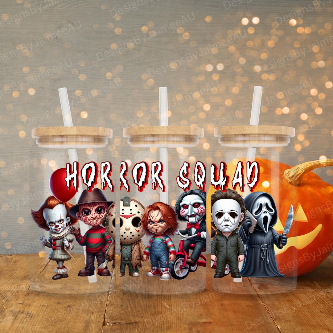 Cute Cartoon Horror Characters horror Squad 16oz Digital UV DTF ...