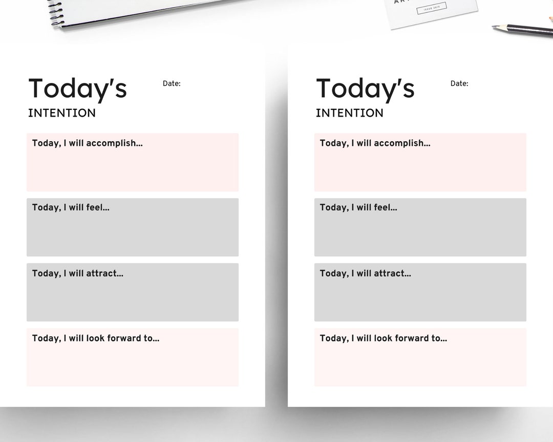 The Intention Setting Planner Printable, Daily Prompts, Intention ...