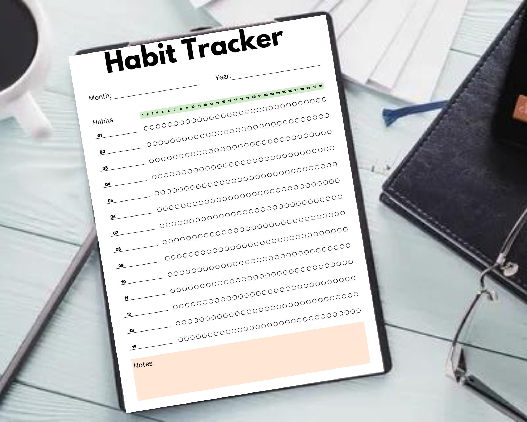 Habit Tracker Printable, Habit Tracker Digital, Yearly, Monthly Weekly ...