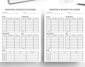 Monthly Budget Planner Printable, Financial Journal, Monthly Budget ...