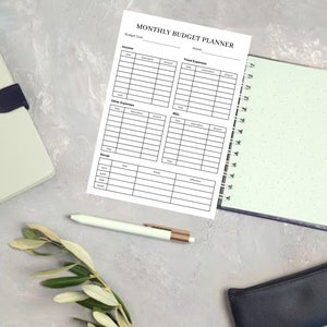 Monthly Budget Planner Printable, Financial Journal, Monthly Budget ...