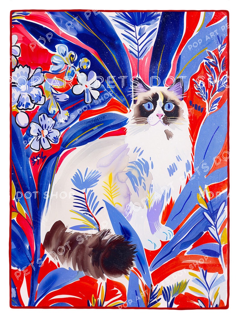 INSTANT DOWNLOAD: Printable Fauvist Ragdoll Cat Portrait - Serene ...