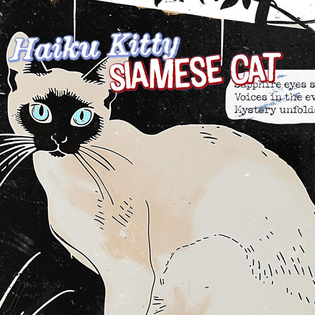 Vintage Block Print-style Siamese Cat Portrait Classic Cat Art - Etsy