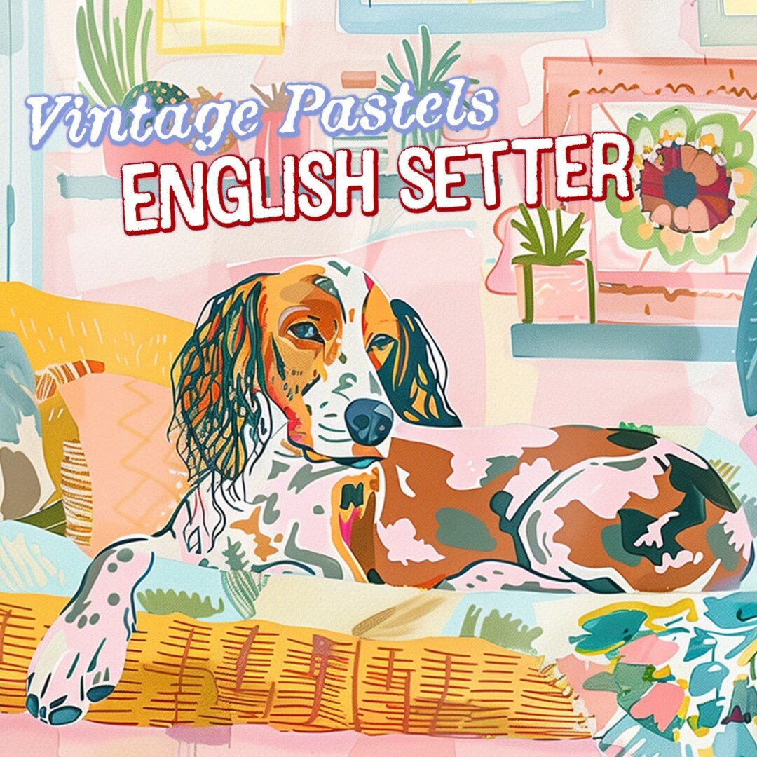 INSTANT DOWNLOAD: Printable Vintage Pastel English Setter Portrait ...