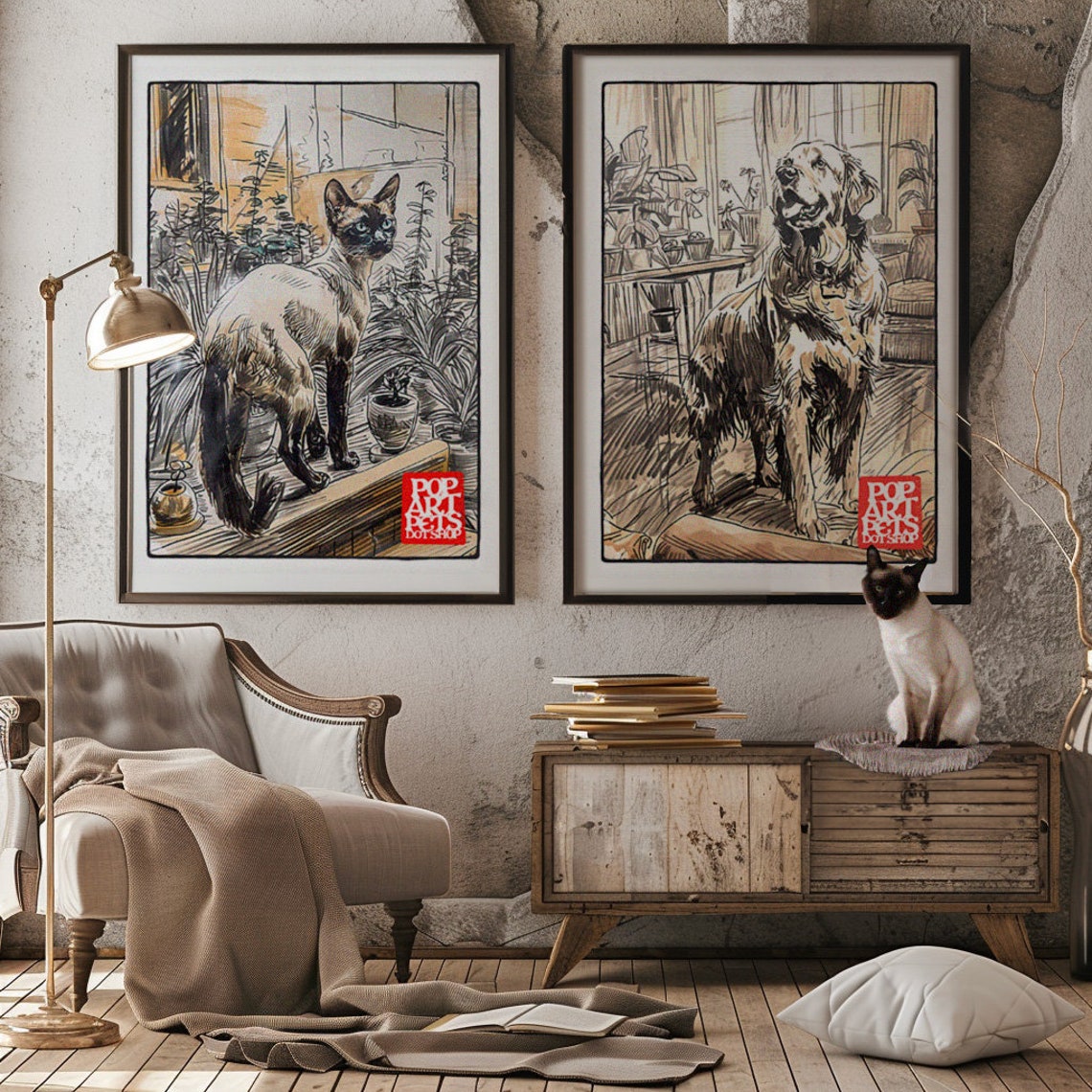 Vintage Lithograph Bengal Cat Portrait Classic Expressionist Cat Art - Etsy