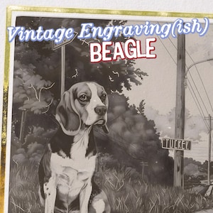 INSTANT DOWNLOAD: Printable Vintage Engraving-style Beagle Portrait - A ...