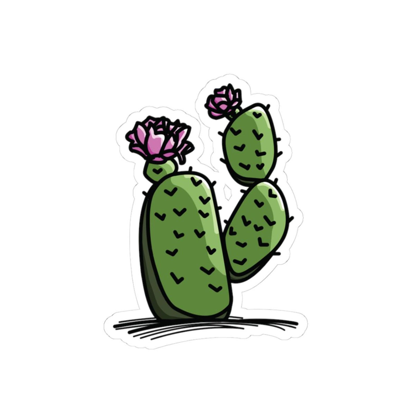 Flowering Cactus Vinyl Sticker, Botanical Cacti Succulents - Etsy