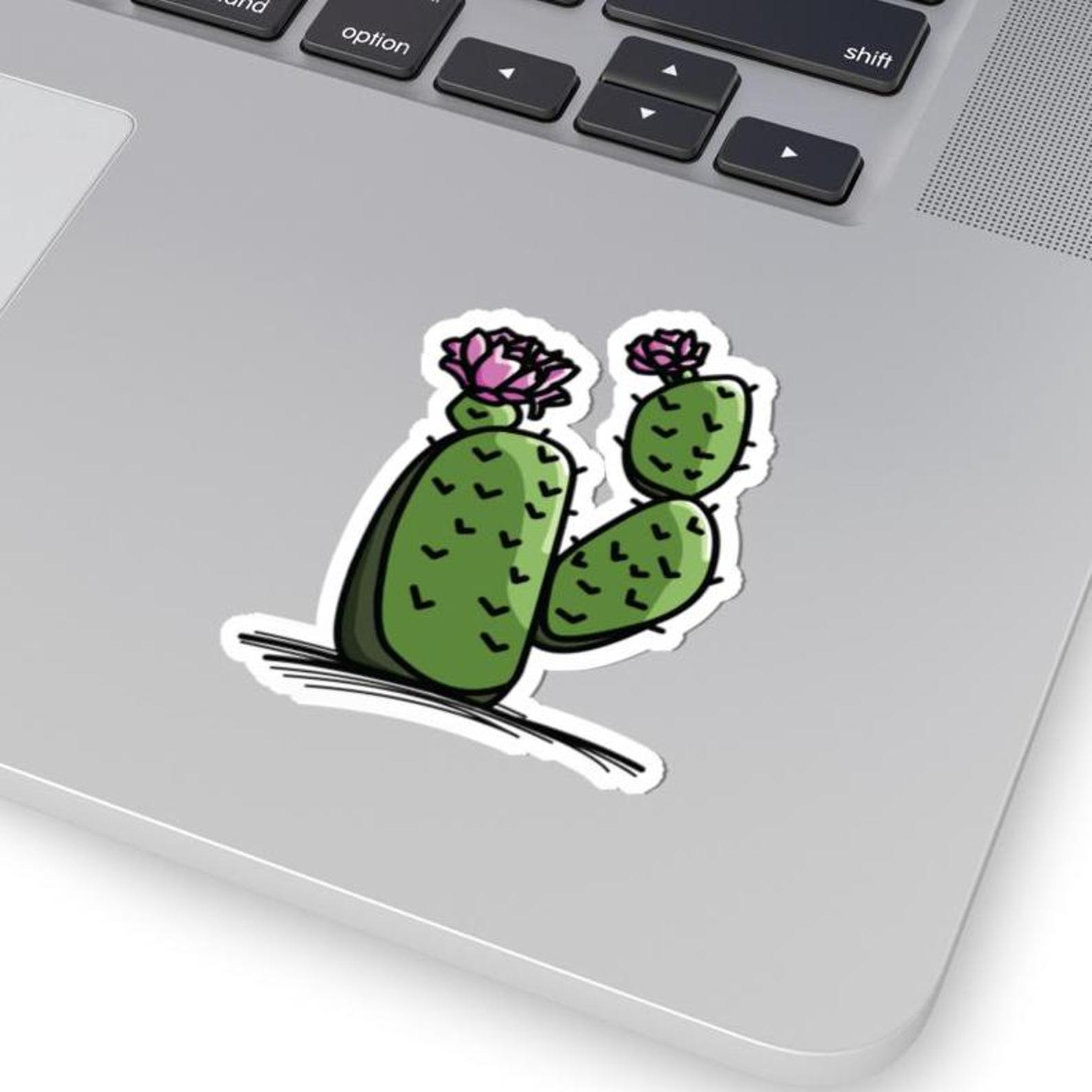 Cactus Vinyl Sticker, Flower Sticker, Flowering Cactus Sticker, Cacti ...