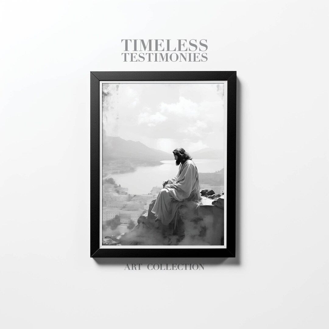 Jesus in the Wilderness Charcoal Art Print | Christian Wall Decor ...