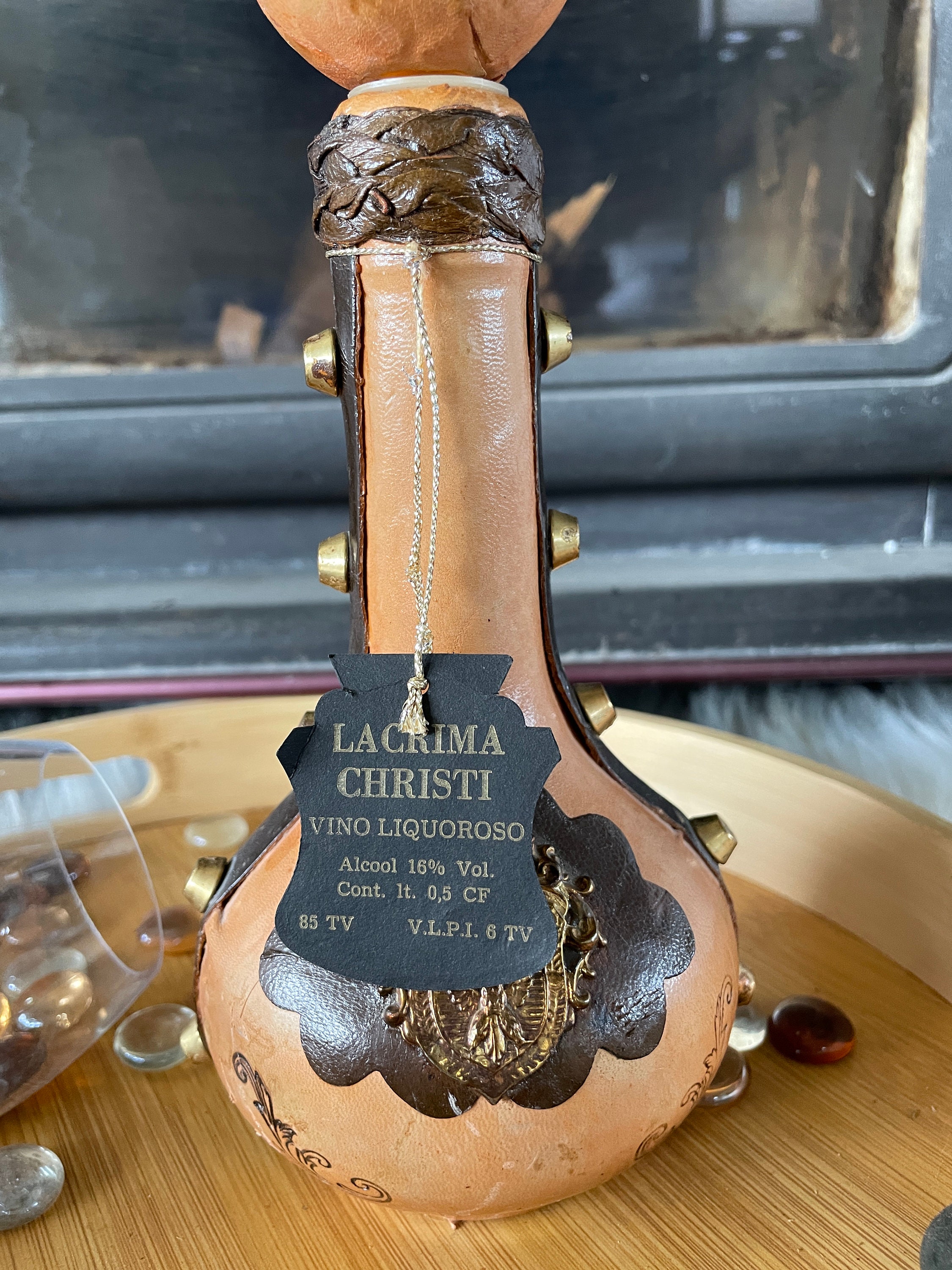 Vintage Leather Wrapped Wine Liquor Bottle W Tag Made in Italy - Etsy