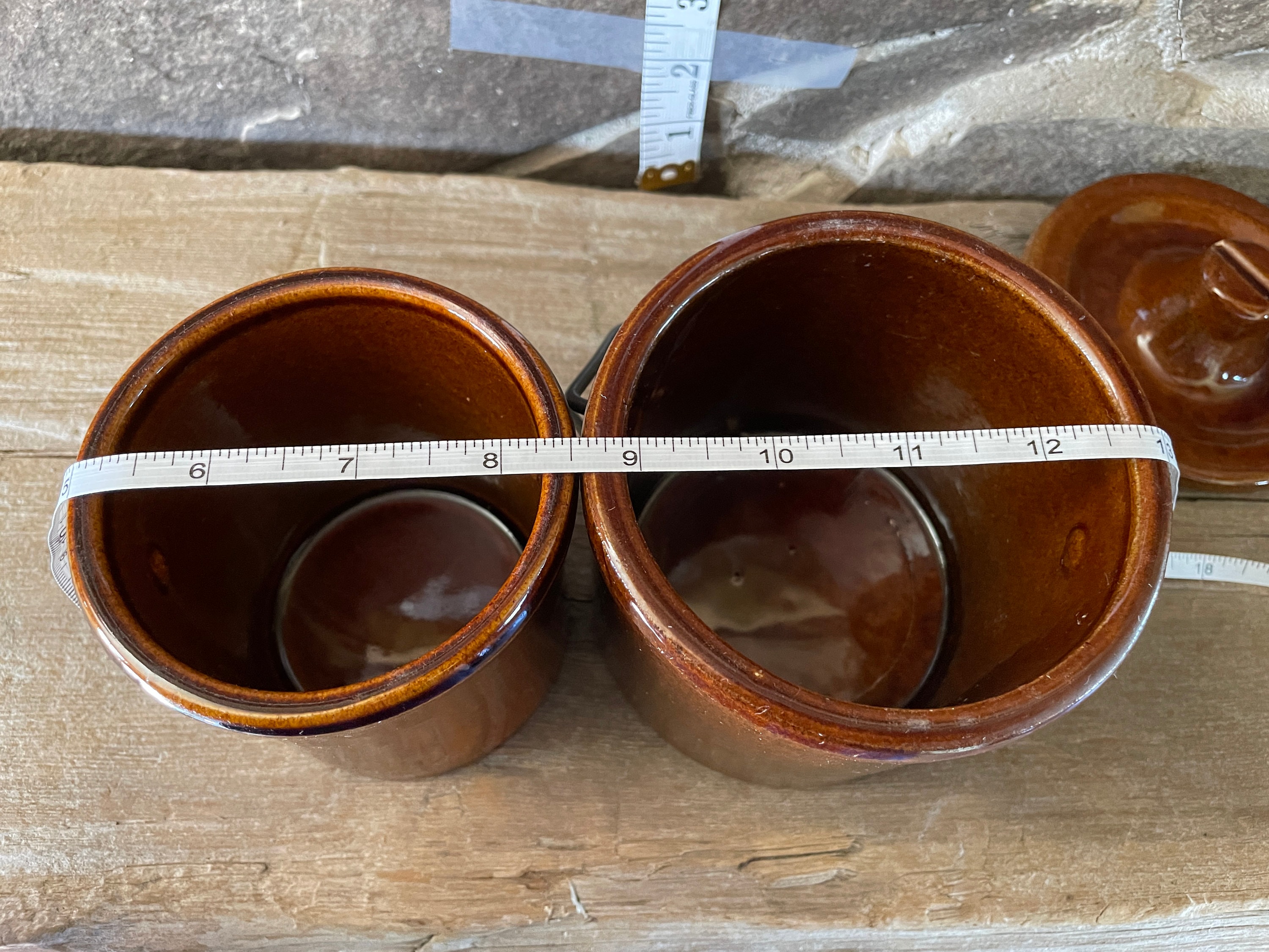 Vintage Set of Two 2 Small Butter/cheese Crocks W Locking Lid Rustic ...