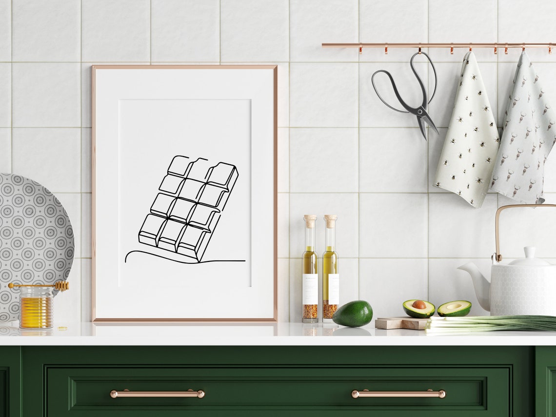 Choco Luxe Chocolate Bar Line Drawing Gourmet Wall Art Chocolate Lover ...