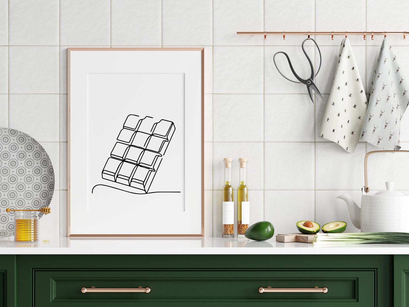 Choco Luxe Chocolate Bar Line Drawing Gourmet Wall Art Chocolate Lover ...
