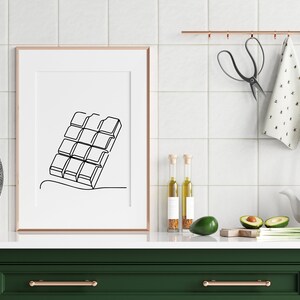 Choco Luxe Chocolate Bar Line Drawing Gourmet Wall Art Chocolate Lover ...