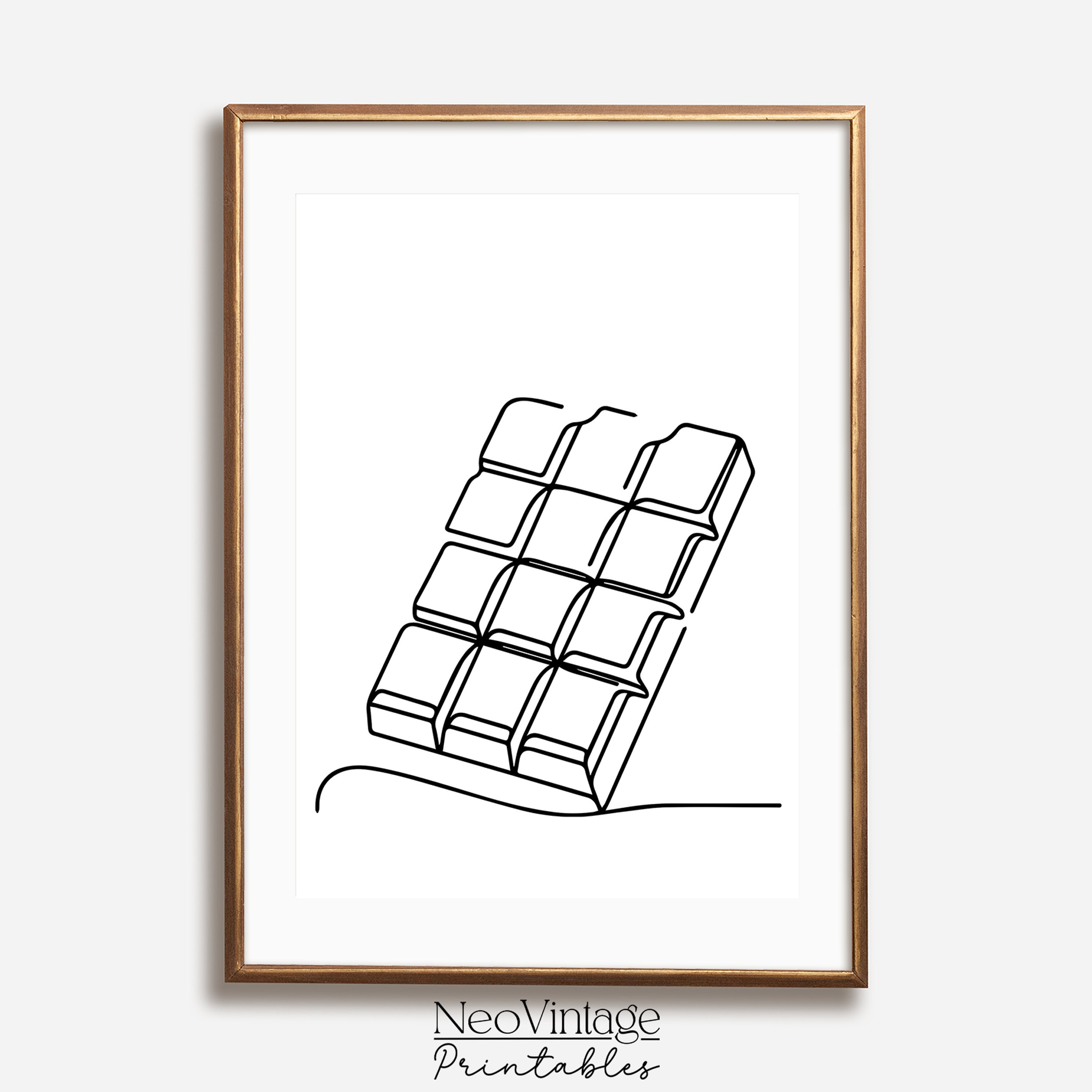 Choco Luxe Chocolate Bar Line Drawing Gourmet Wall Art Chocolate Lover ...