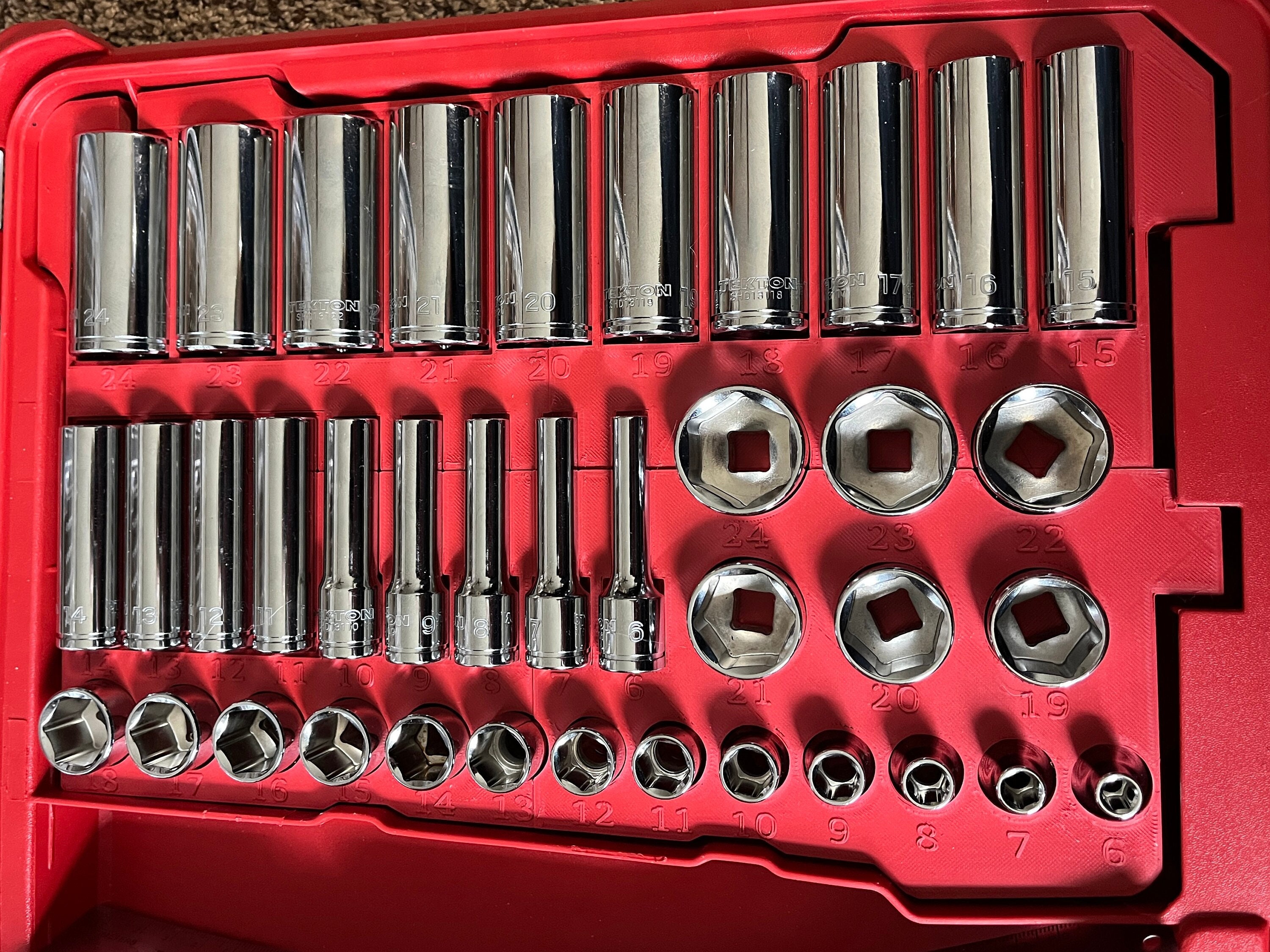 Custom STL File: Milwaukee Packout Low-profile Organizer for Tekton 3/8 ...