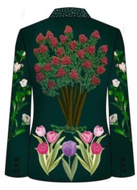 Men’s Floral and Cactus Embroidered Suit Set – Green Botanical Edition ...