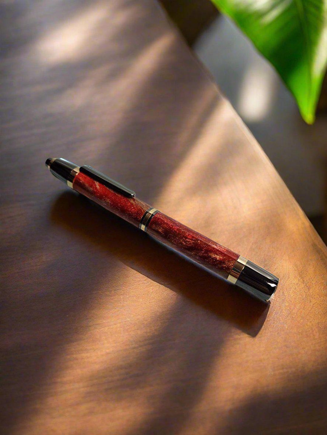 LED Diamond Cast Penlight: Red, Gold, Brown Glitter Swirl With Gunmetal ...