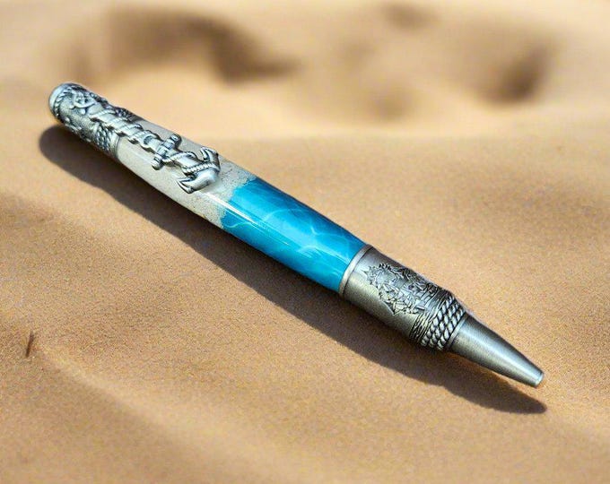 Beach Sand From the Bahamas Pen With an Antique Pewter Nautical Pen Kit ...