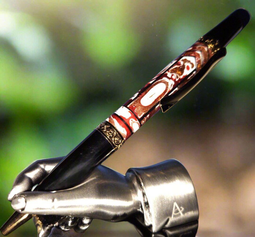 Red and White Swirl "gisi Style" Pen With a Black Titanium Pen Kit and ...