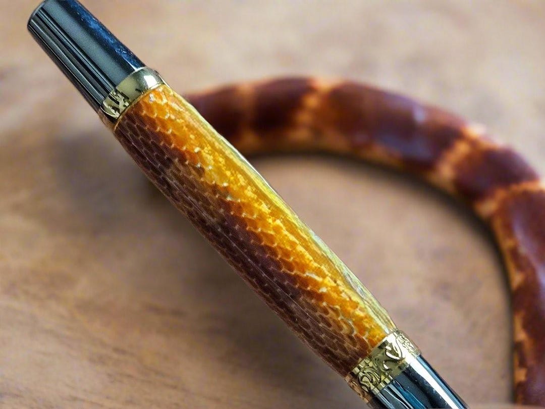 Pen: Copperhead Snake Skin Pen With Chrome and Gold Accented Pen Kit - Etsy