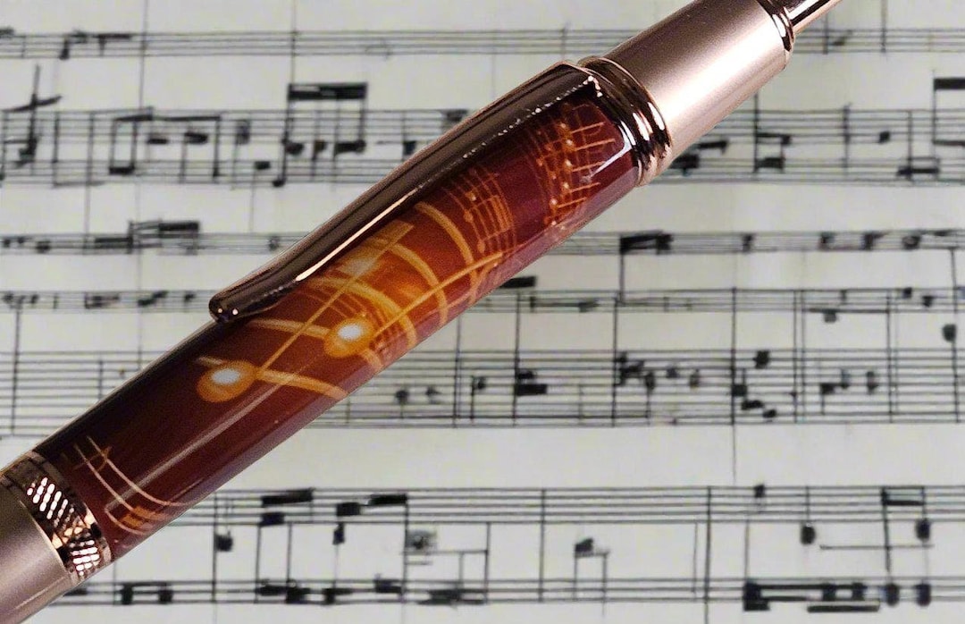 Red Gold Music Notes Pen Label Cast With a Copper Click Pen Kit - Etsy
