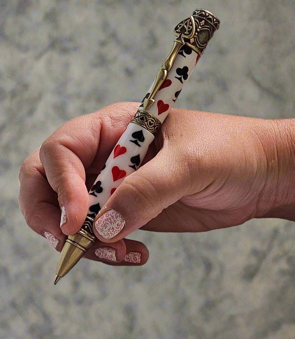 Wild Card - Four Suit Pen With an Antique Brass Ace Pen Kit - Etsy