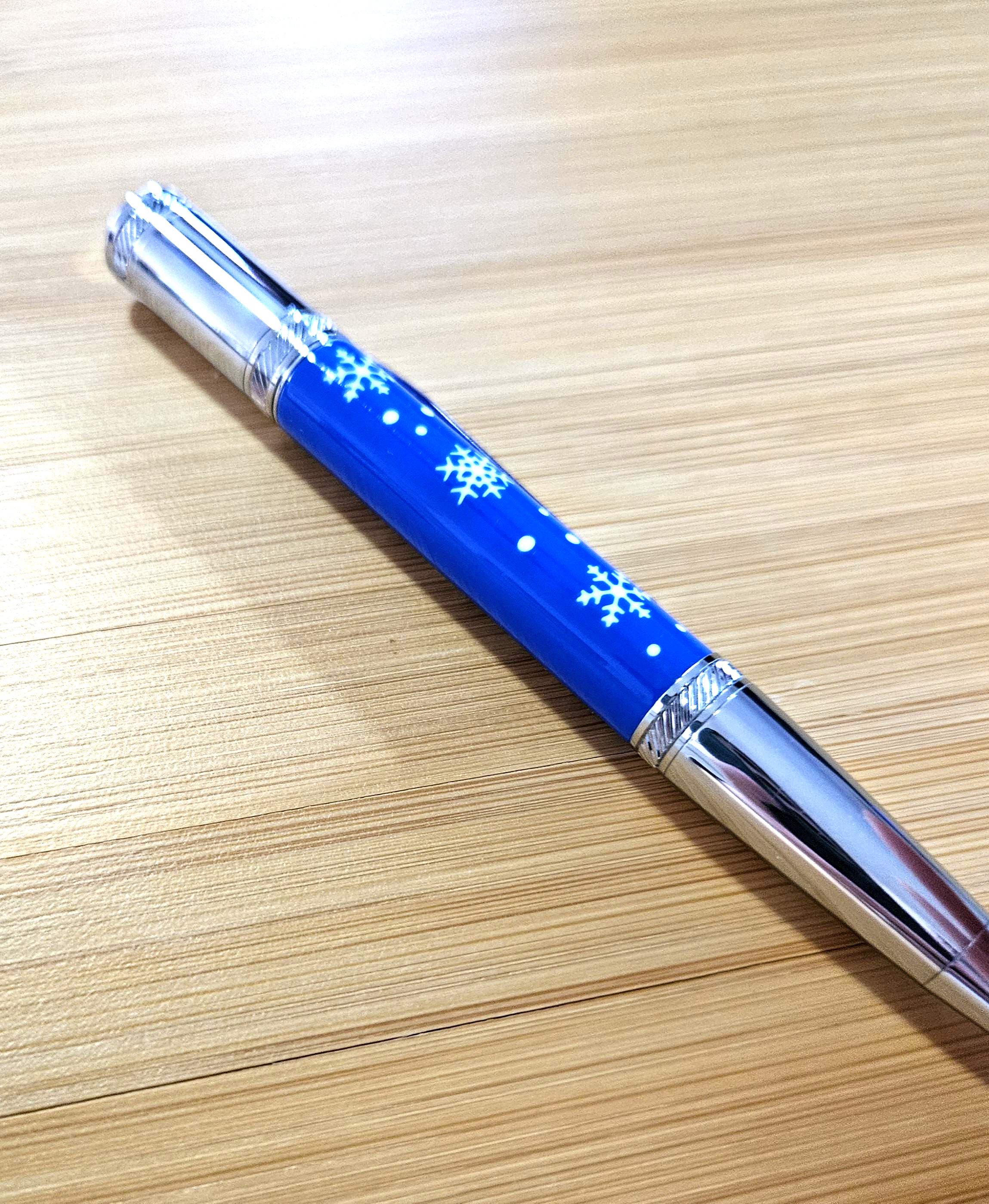 Handmade Blue Snowflake Christmas Pen | Holiday Writing Gift | Chrome ...