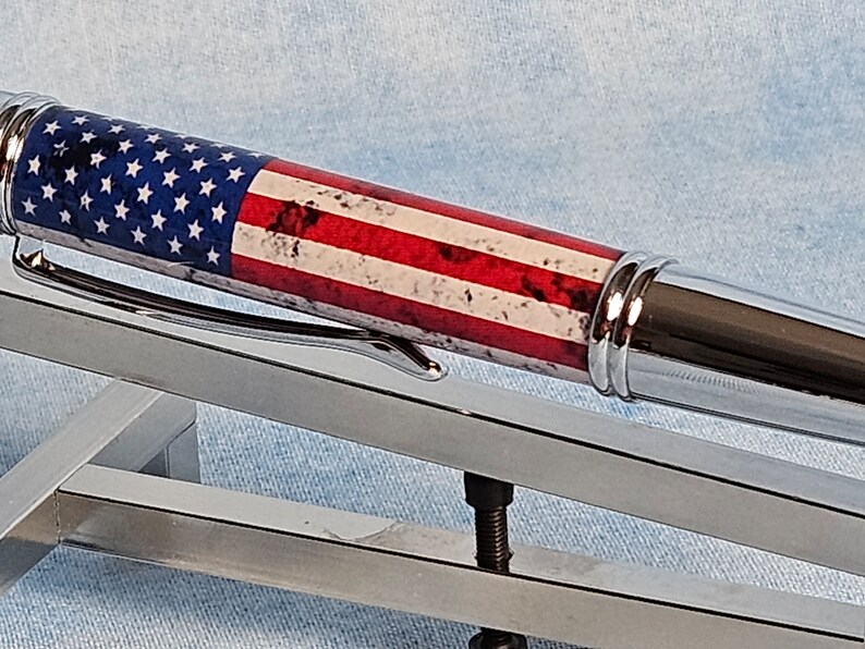 Antiqued American Flag Pen, Chrome Pen Kit for Writers, Patriotic Gift ...