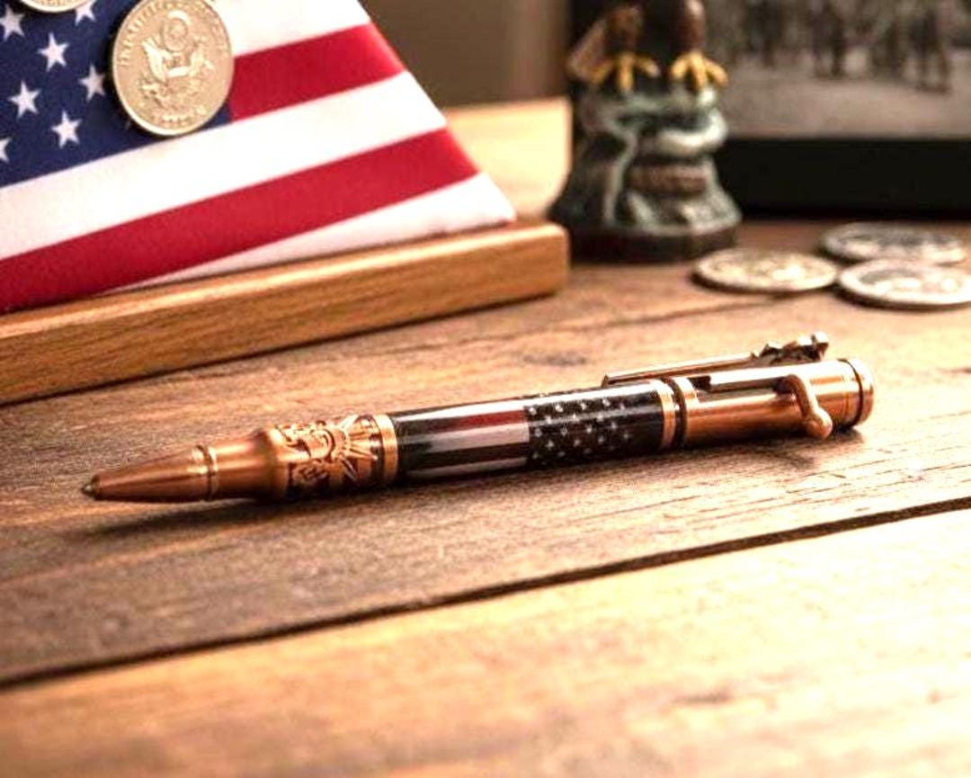 American Flag Bolt Action Pen: Antique Copper Statue Liberty - Etsy
