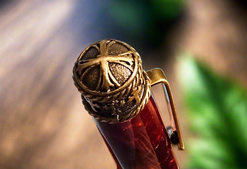 Faith, Hope, and Love Pen With Crushed Red Velvet and Antique Brass Pen ...