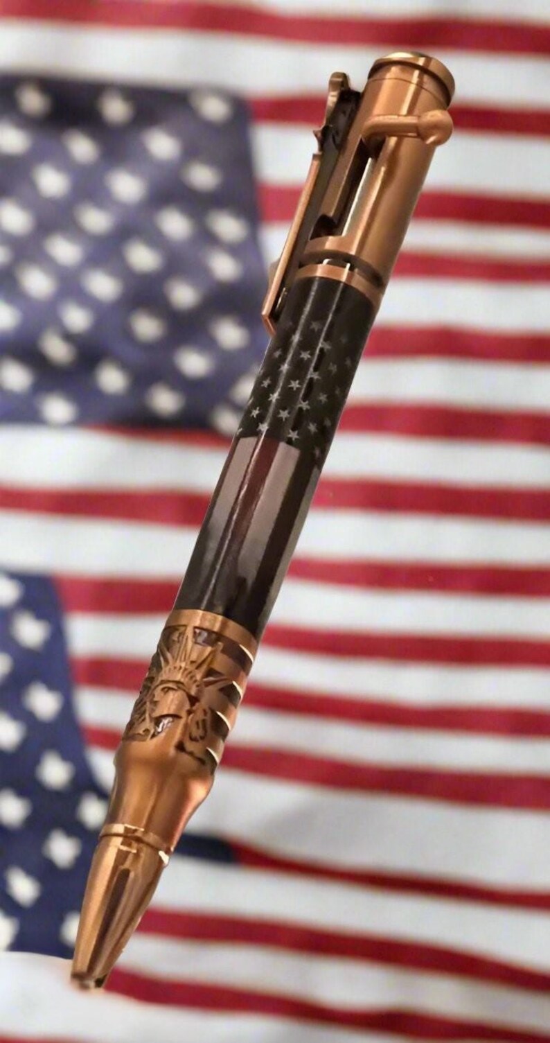 American Flag Bolt Action Pen: Antique Copper Statue Liberty - Etsy