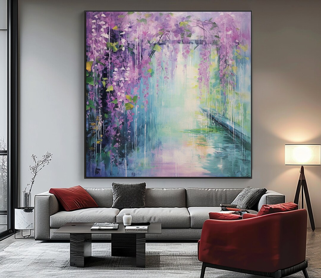 100% Hand Painted, Textured Spring Wisteria Flower Painting, Acrylic ...