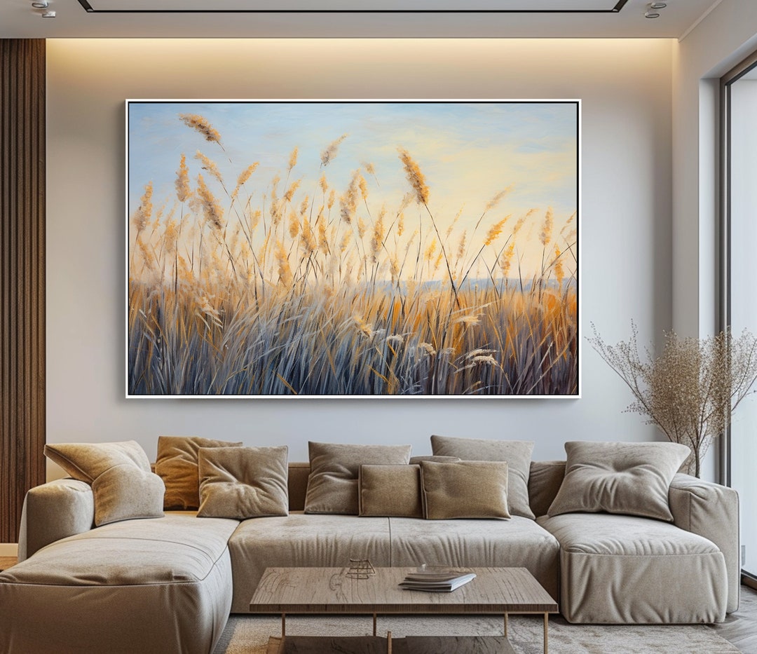 Reeds, Reed Field, Nature Landscape, 100% Hand Painted, Textured ...