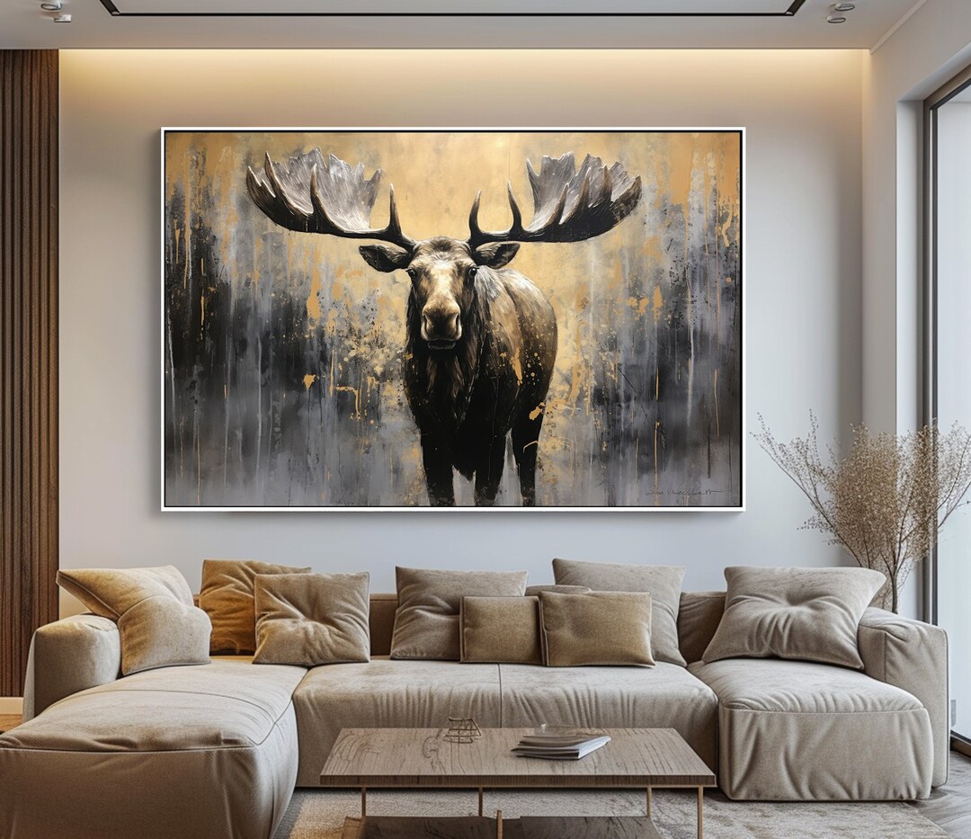 Moose, Gray, Bronze, Magnificent Horns 100% Hand Painted, Textured ...