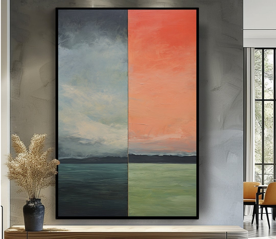 Abstract Seascape, Partial Painting, 100% Hand Painted, Textured ...