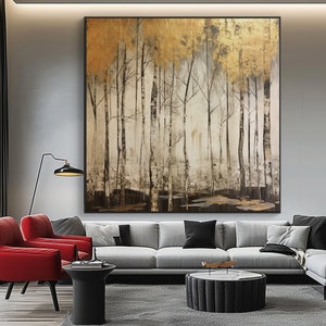 Nature, Forest Landscape, Gold, Forest, Trees 100% Hand Painted ...