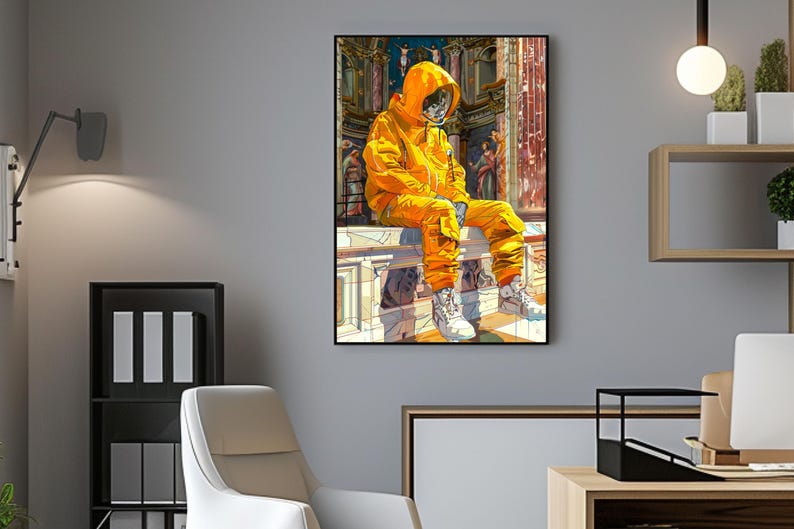 Sistine Chapel Spaceman Digital Poster Astronaut Wall Art Print Sci-fi ...
