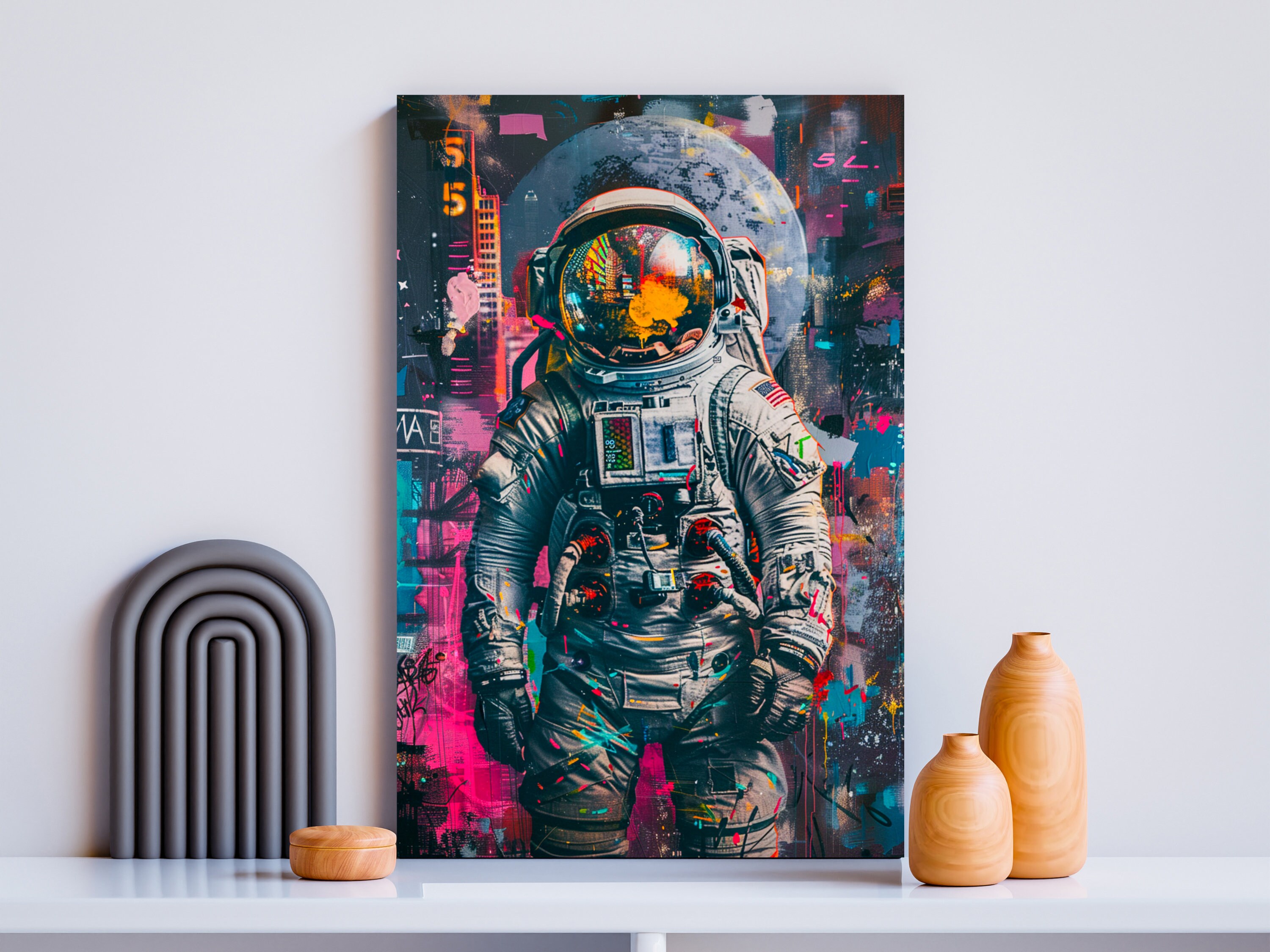Pop Art Spaceman Graffiti Astronaut Digital Art Print, Sci-fi Art ...